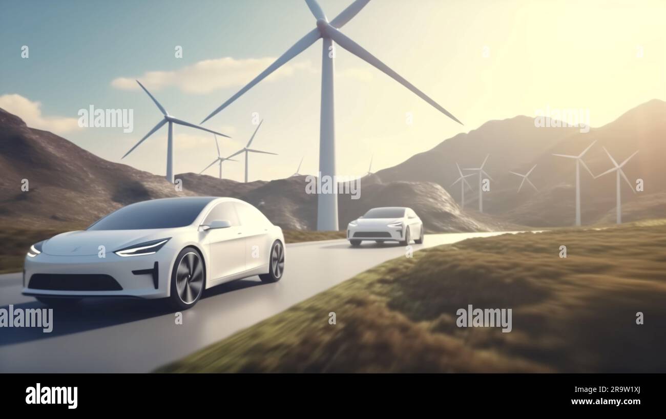 Véhicules électriques et parcs éoliens. Le concept de transport ...