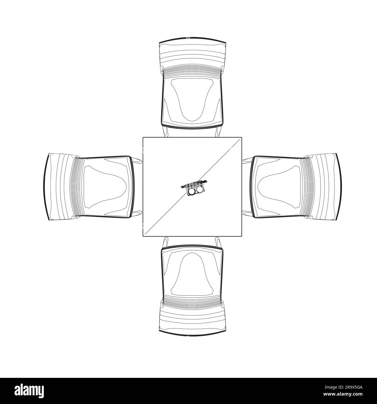 Table ronde moderne avec chaises. Illustration vectorielle. Dessin d ...