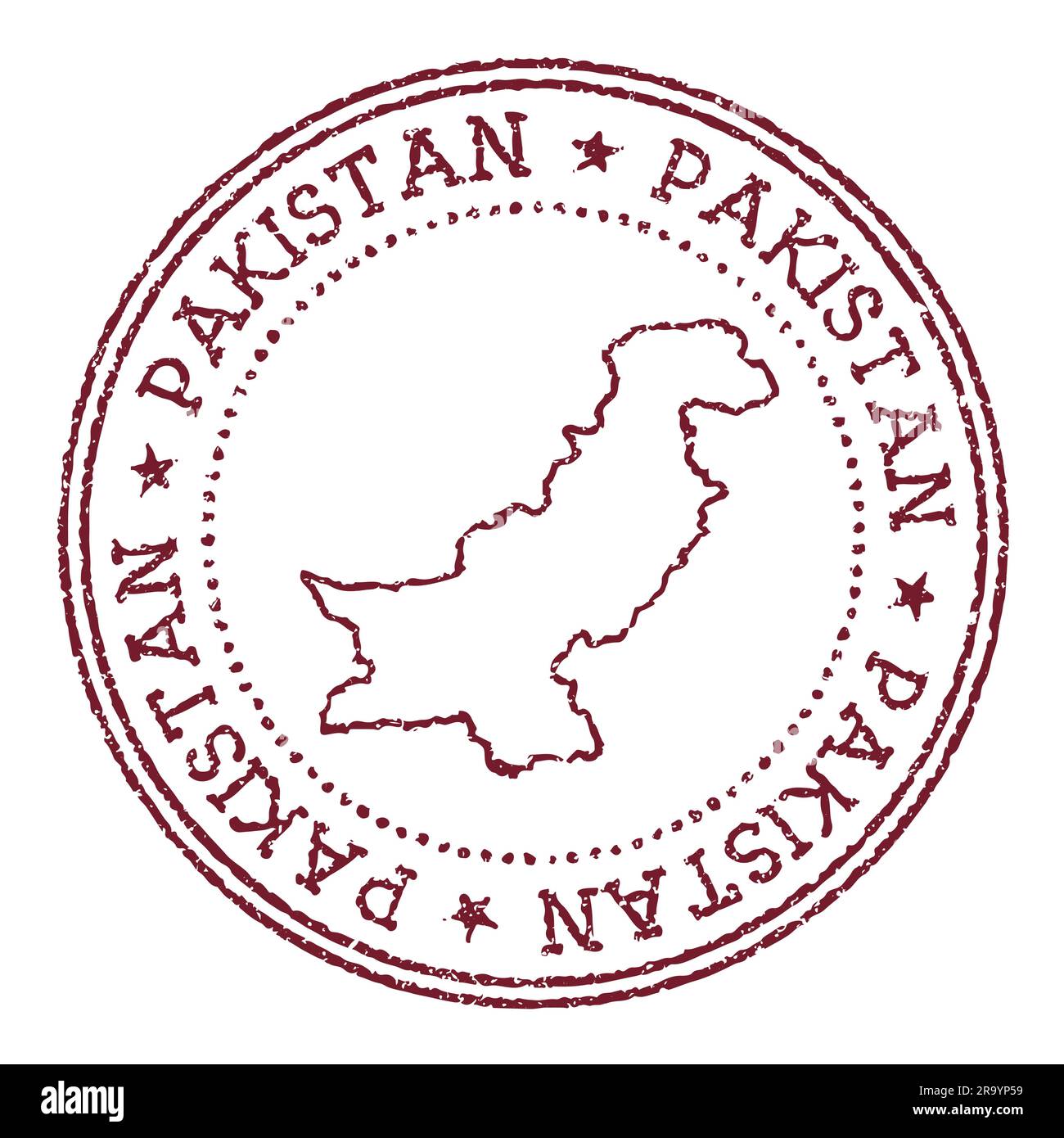Timbre rond en caoutchouc du Pakistan avec carte du pays. Timbre ...