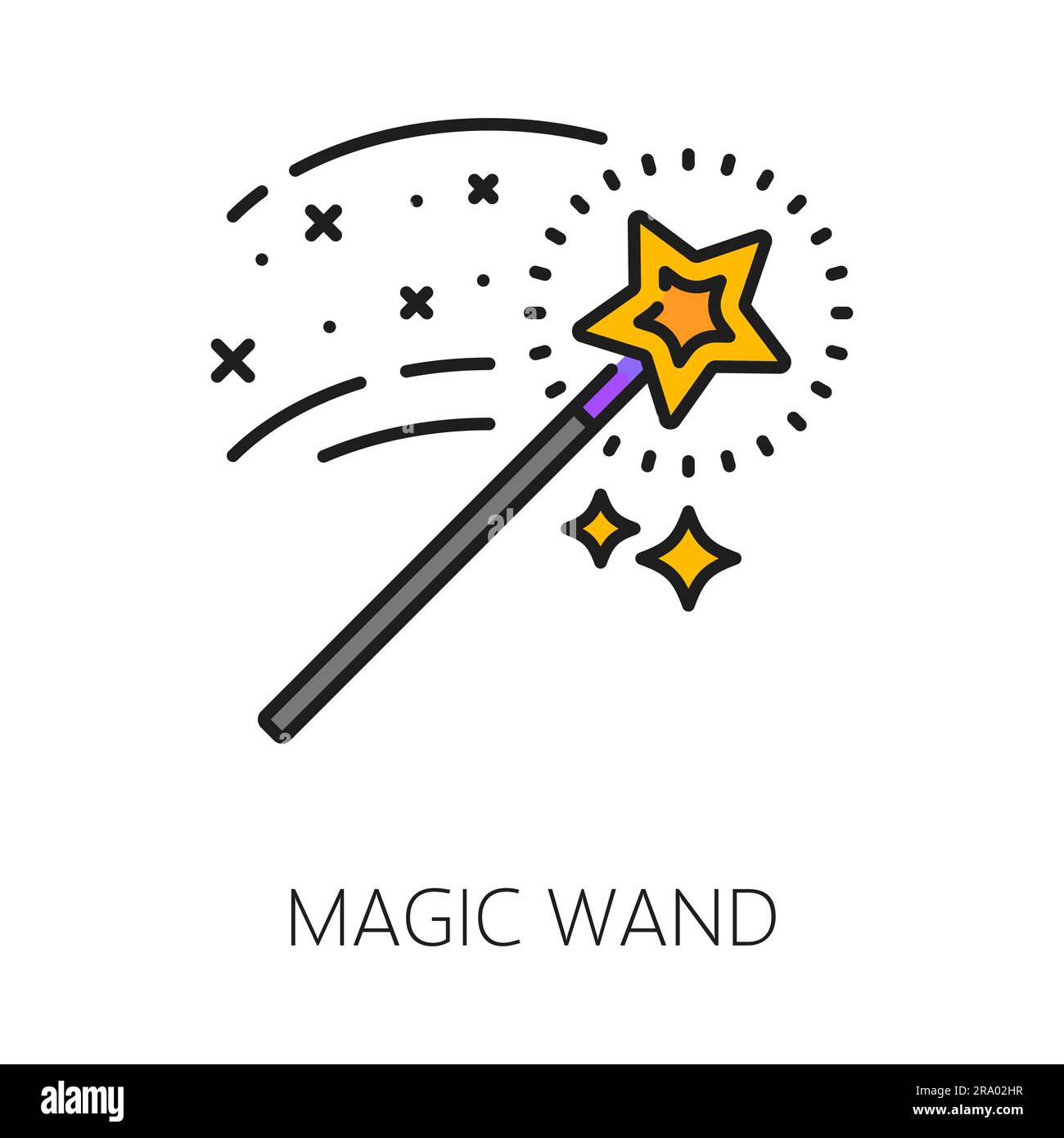 Sorcellerie magique et icône magique représentant l'enchantement et la sorcellerie, avec tige à ...