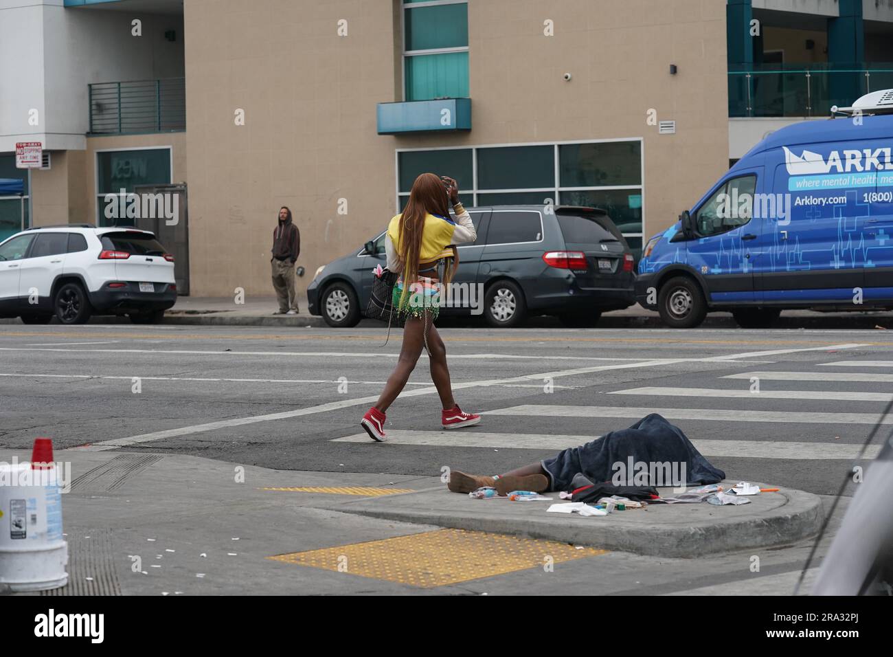 Des scènes de Skid Row un secteur du centre-ville de Los Angeles qui ...