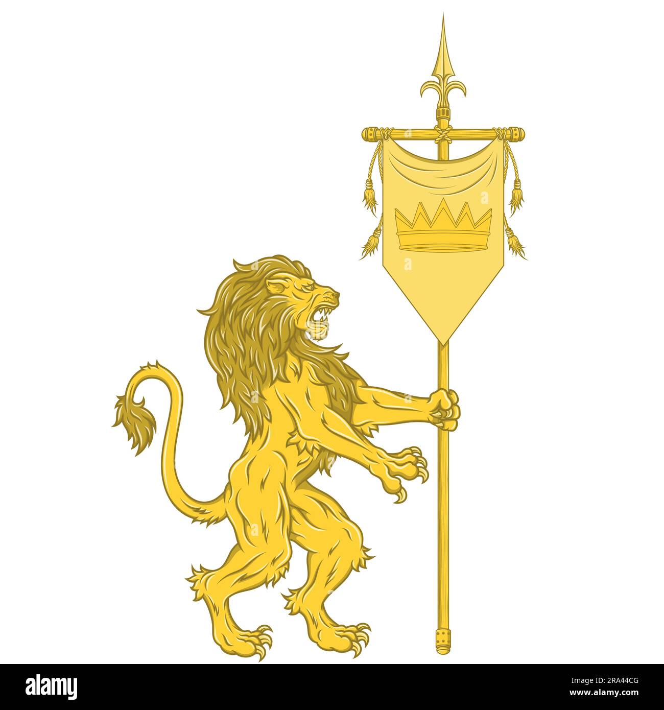Motif vectoriel de lion endémique avec ponnant médiéval, symbole ...