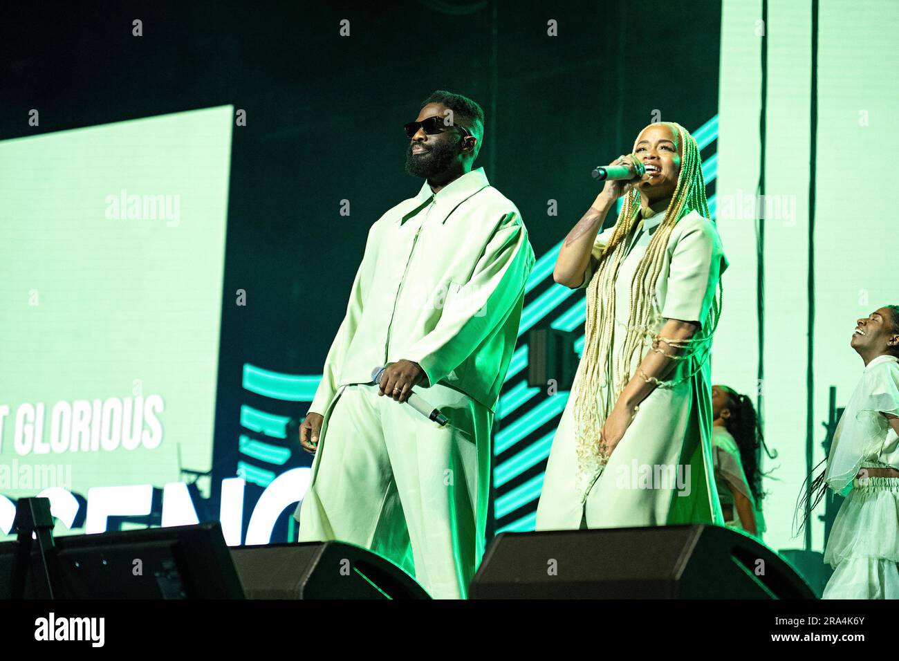 Tobe Nwigwe, left, and Martica "Fat" Nwigwe perform at the Essence Festival on Friday, June 30 ...