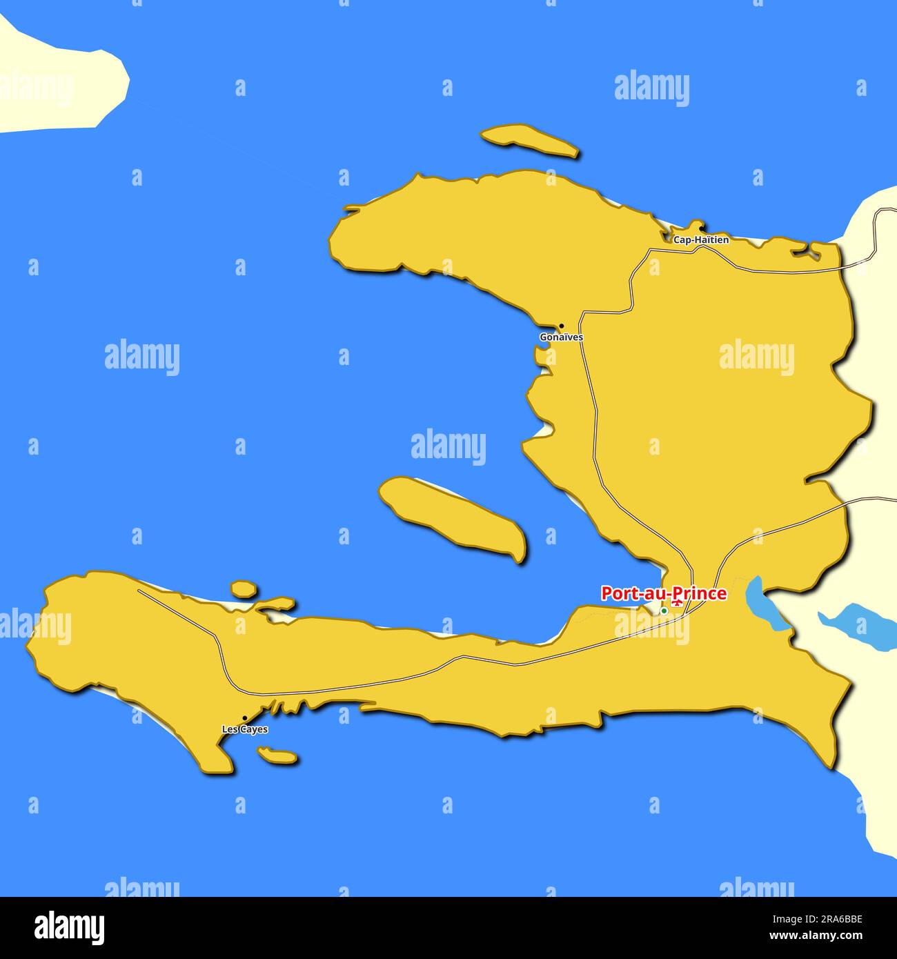Carte très détaillée d'Haïti présentant les routes principales et les ...