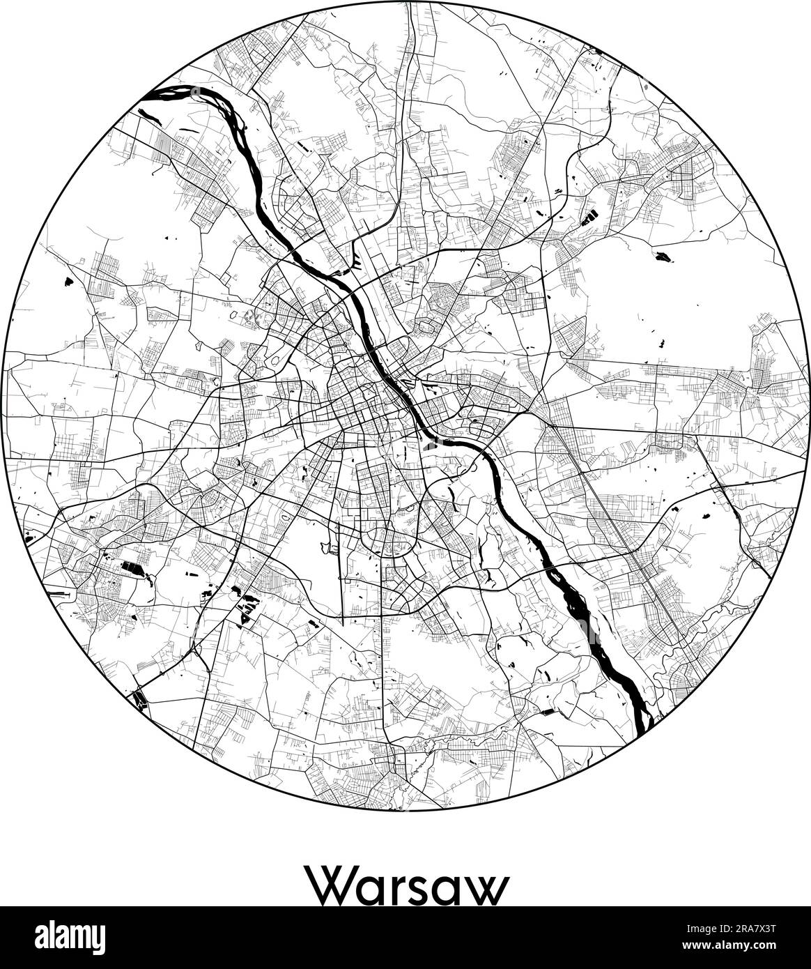 Warsaw map Banque d'images noir et blanc - Alamy