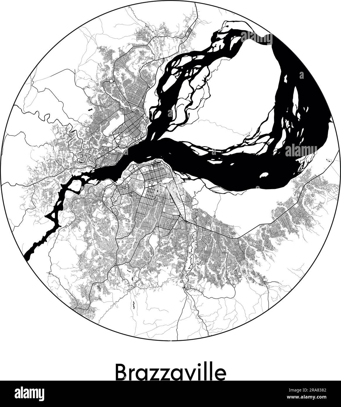 Carte de la ville Brazzaville République du Congo Afrique vecteur ...