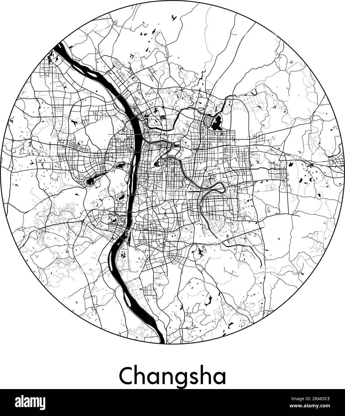 Carte de changsha Banque d'images noir et blanc - Alamy