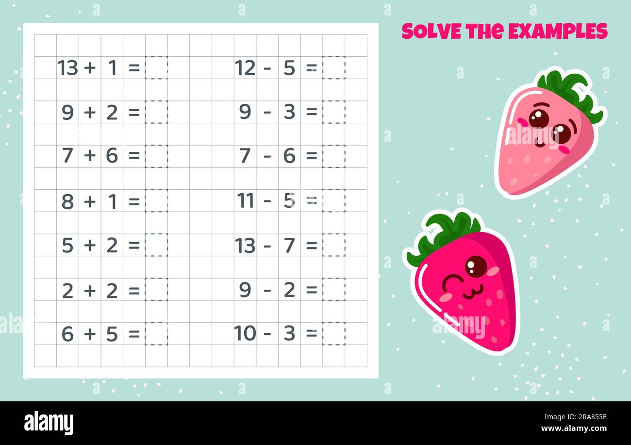 Jeu de mathématiques pour enfants. Addition et soustraction Image ...