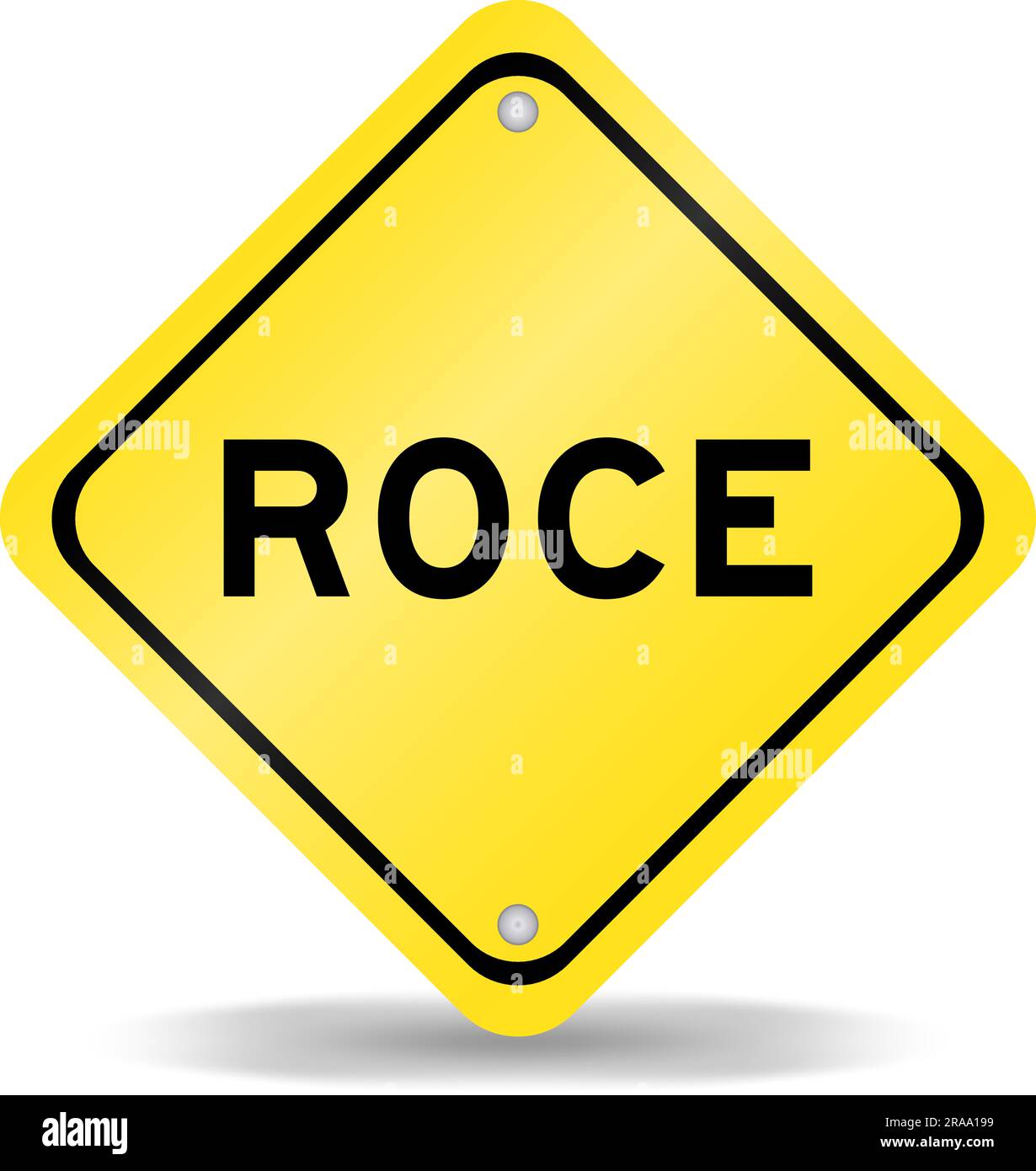 Panneau de transport de couleur jaune avec le mot « ROCE » (abréviation ...