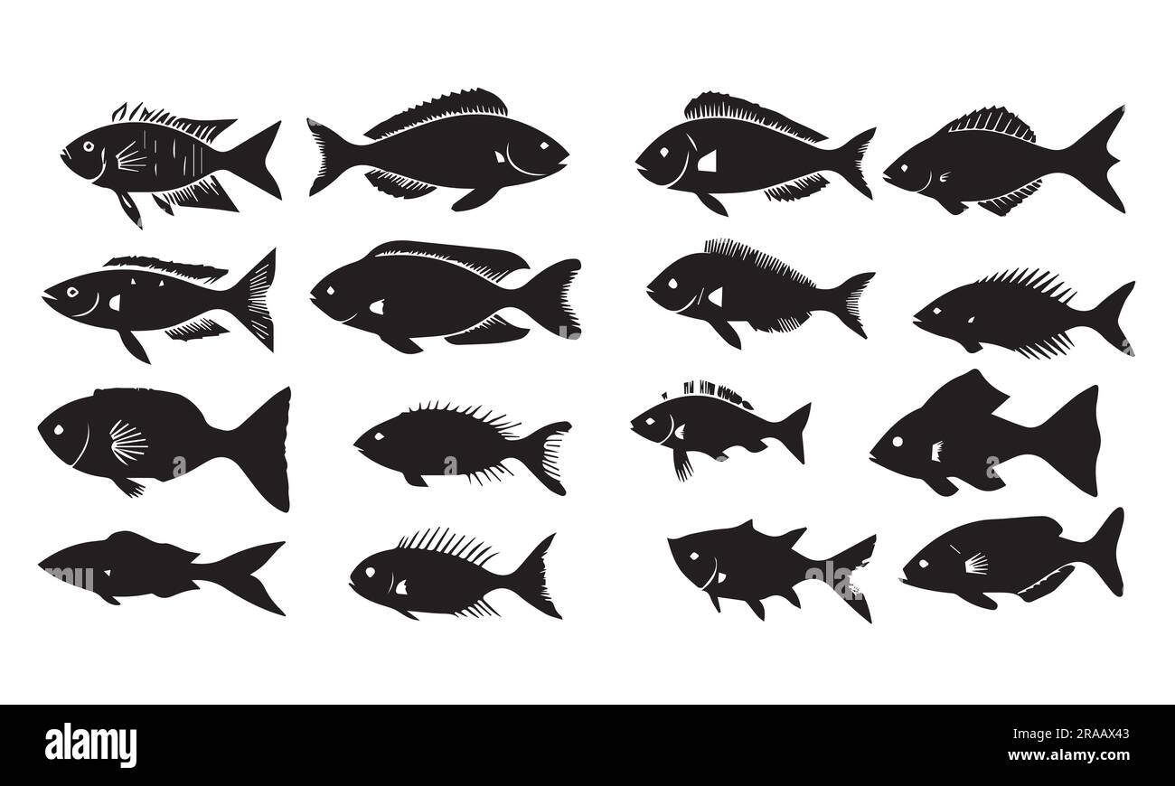 Silhouette de poisson Banque d'images vectorielles - Alamy