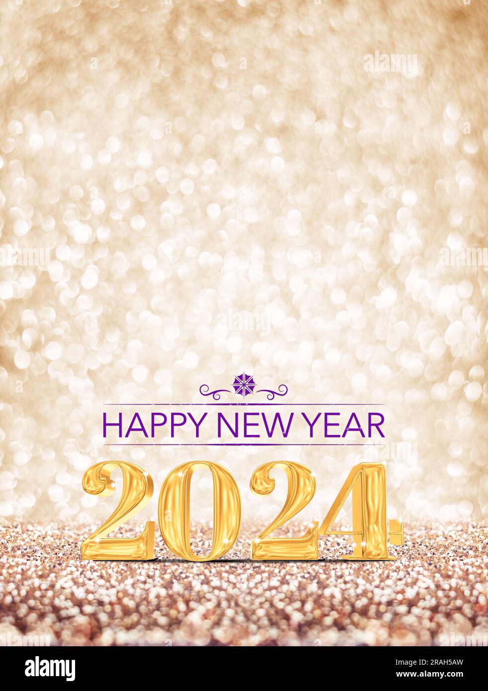 bonne année 2024 3d, couleur or sur fond doré brillant Photo Stock - Alamy