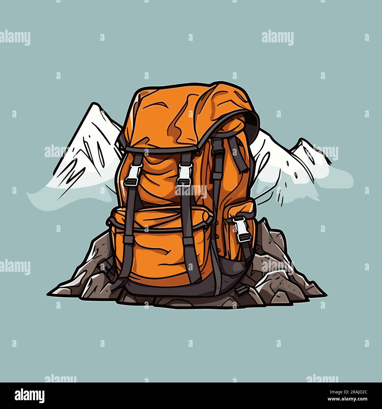 Sac à dos de randonnée. Sac à dos de randonnée à dessin animé à la main ...