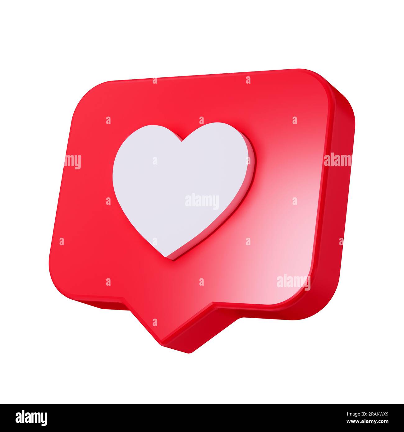 Cœur en icône de bulle de parole rouge isolé sur un fond blanc. Icône ...