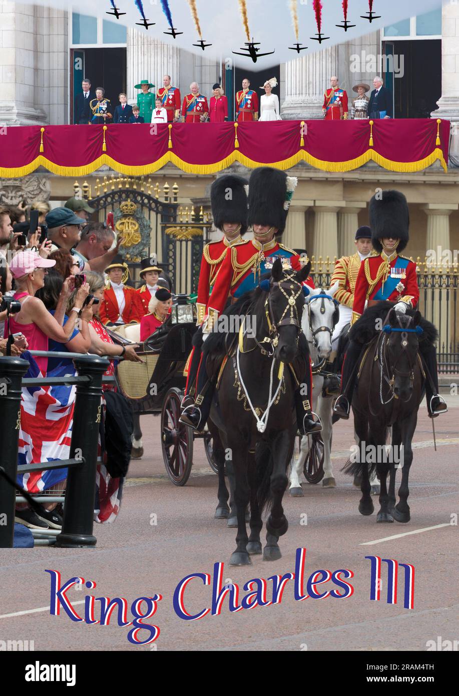 Montage King Charles III et les membres de la famille royale à cheval ...