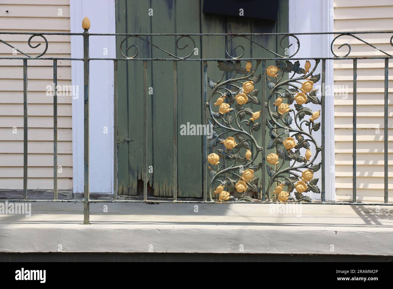 Balustrade complexe en fer forgé avec roses entremêlées dans le ...