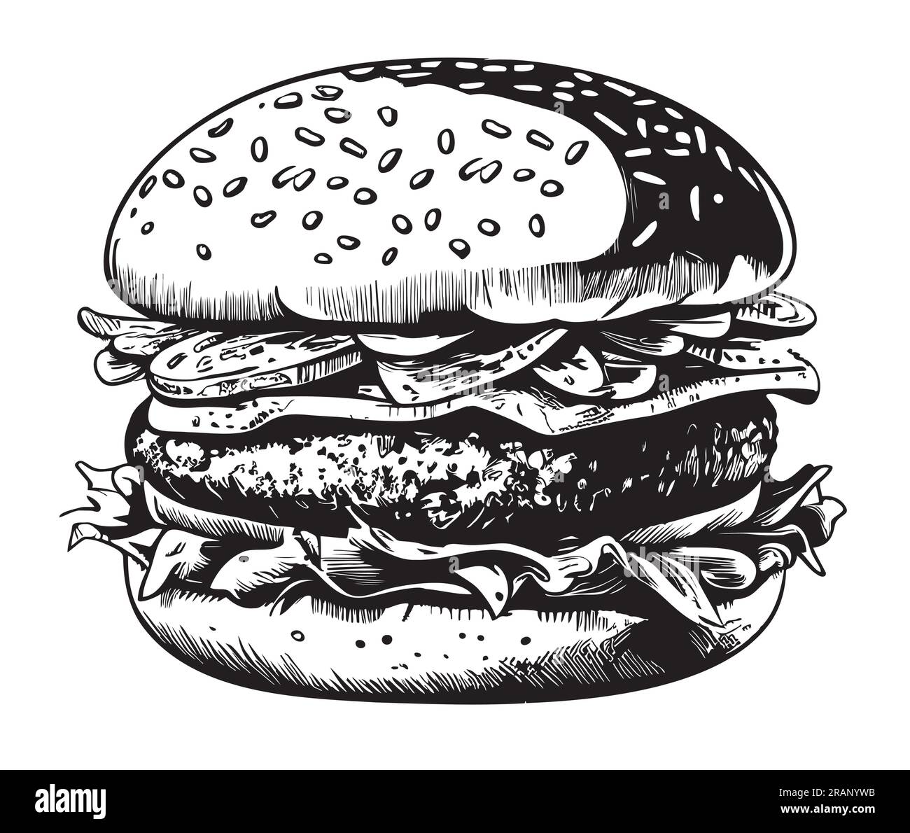 Croquis De Restauration Rapide Burger Dessiné Dans Lillustration De