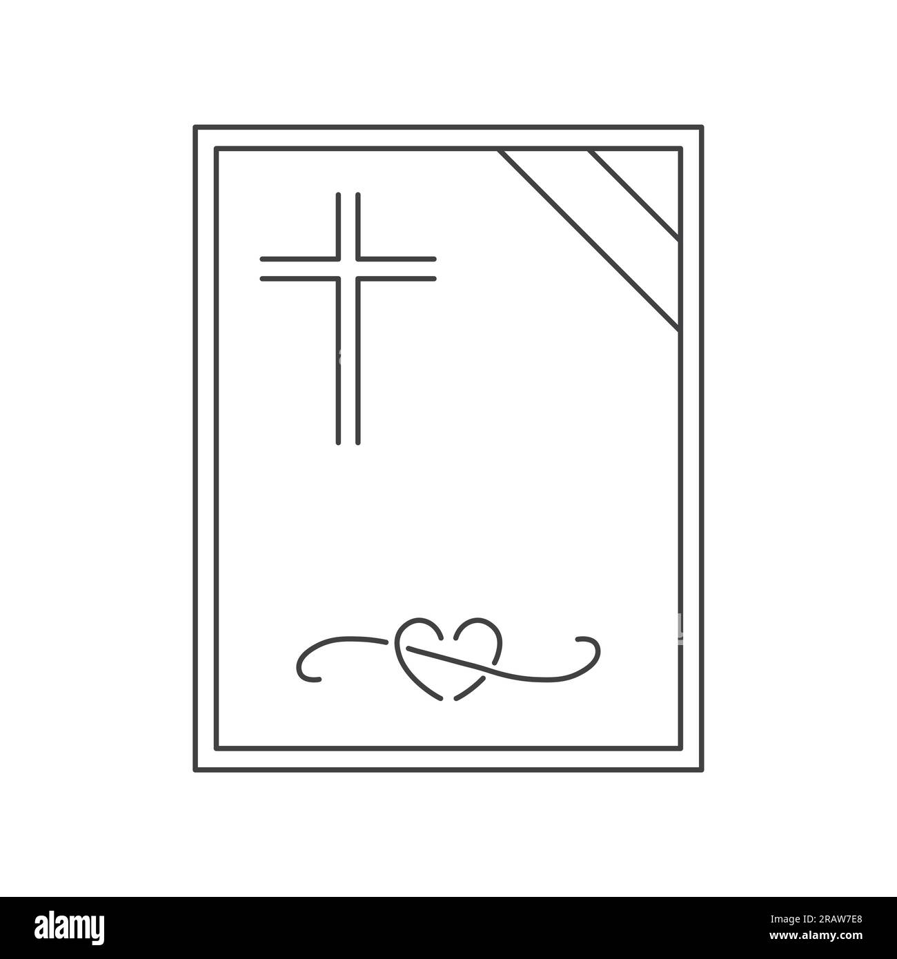 carte funéraire avec croix et ruban de deuil- illustration vectorielle ...