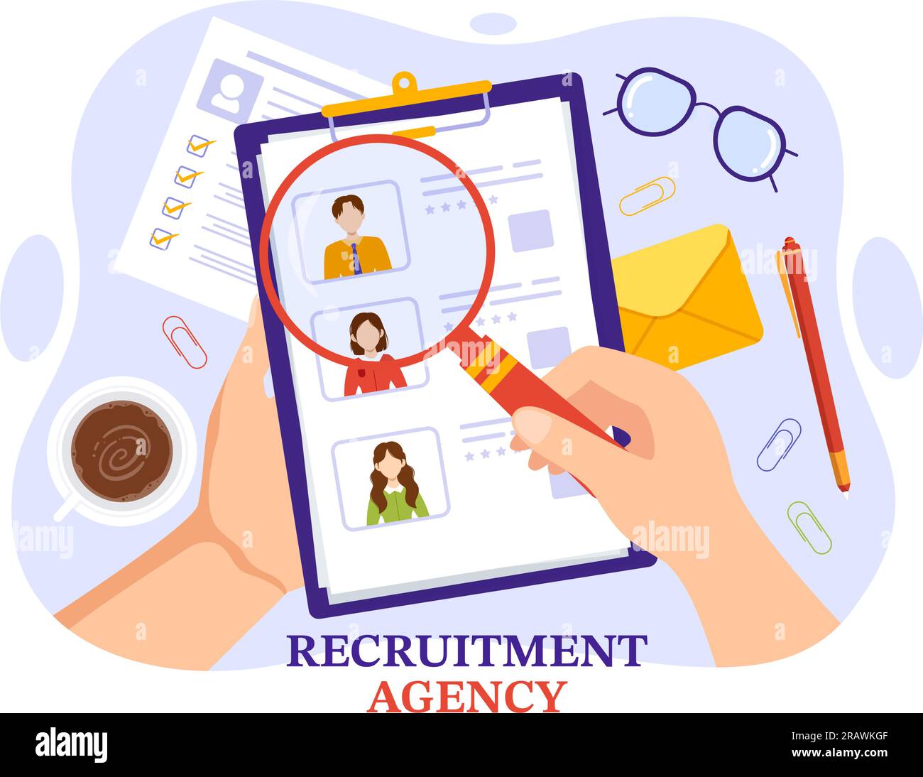 Illustration vectorielle de l'agence de recrutement avec des ...