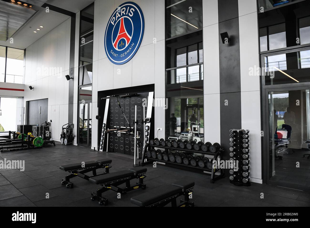 Cette vue générale montre le gymnase du Campus PSG, le nouveau centre d ...