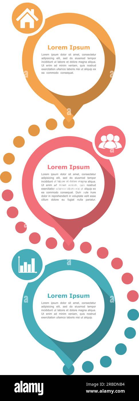 Modèle de diagramme avec trois options ou étapes, modèle de conception ...