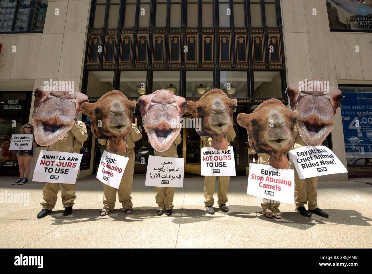 Photo by: PETA/STAR MAX/IPx 2023 PETA supporters wearing giant camel masks will hoof it to the ...