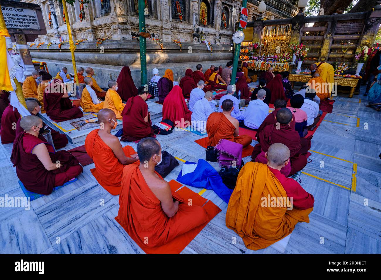 Inde, Bihar, Bodhgaya, UNESCO World Heriatge, le temple Mahabodhi ...
