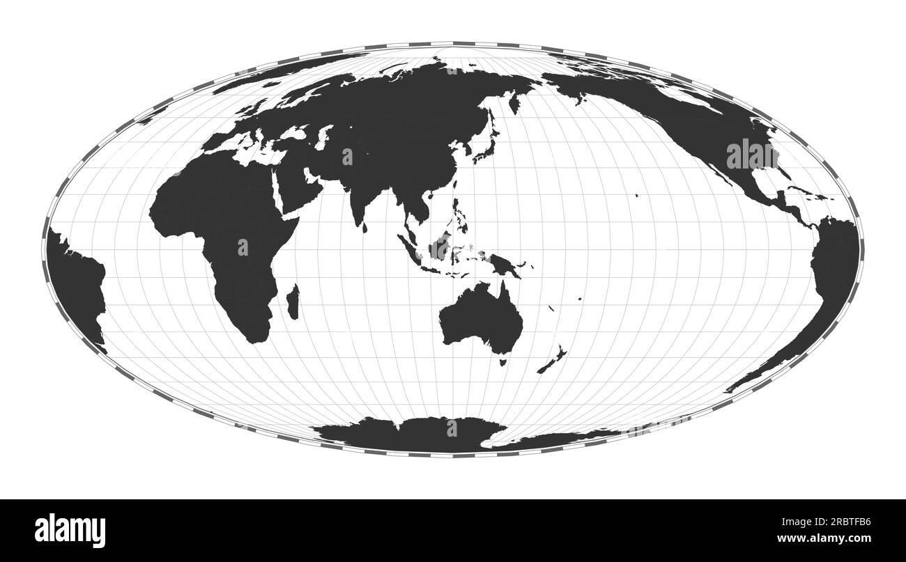 Carte du monde vectorielle. Projection de mollweide pseudocylindrique à ...