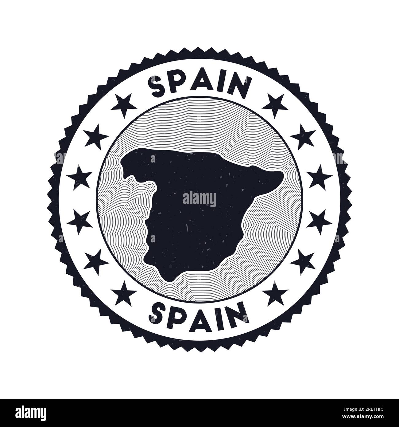 Emblème de l'Espagne. Timbre rond de pays avec la forme de l'Espagne ...