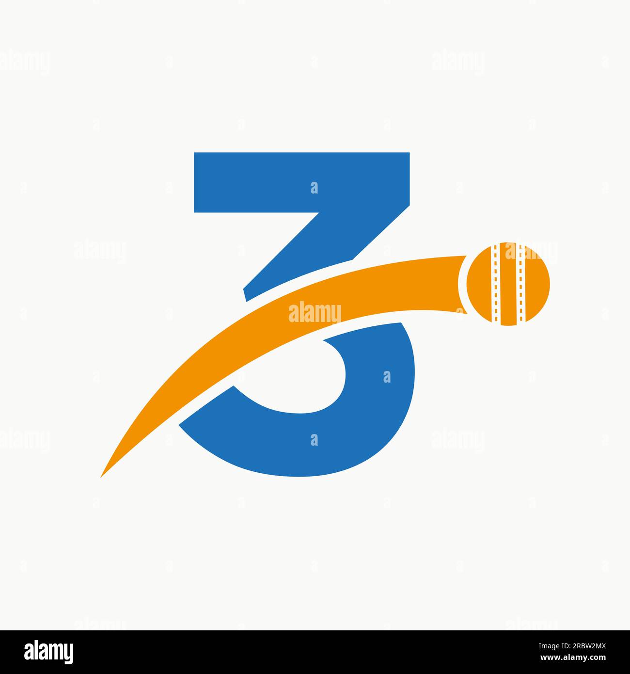 Logo de cricket sur la lettre 3 avec l'icône de balle de cricket mobile ...
