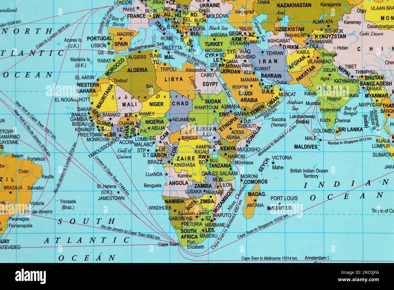 carte du monde avec gros plan sur le continent africain Photo Stock - Alamy