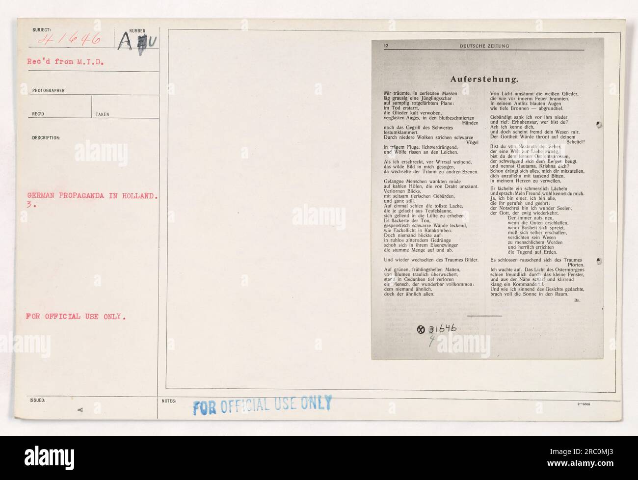 Les activités de propagande allemande en Hollande faisaient partie de ...