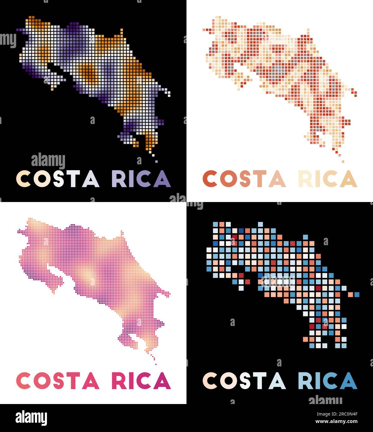 Carte Costa Rica. Collection de cartes du Costa Rica en pointillé ...