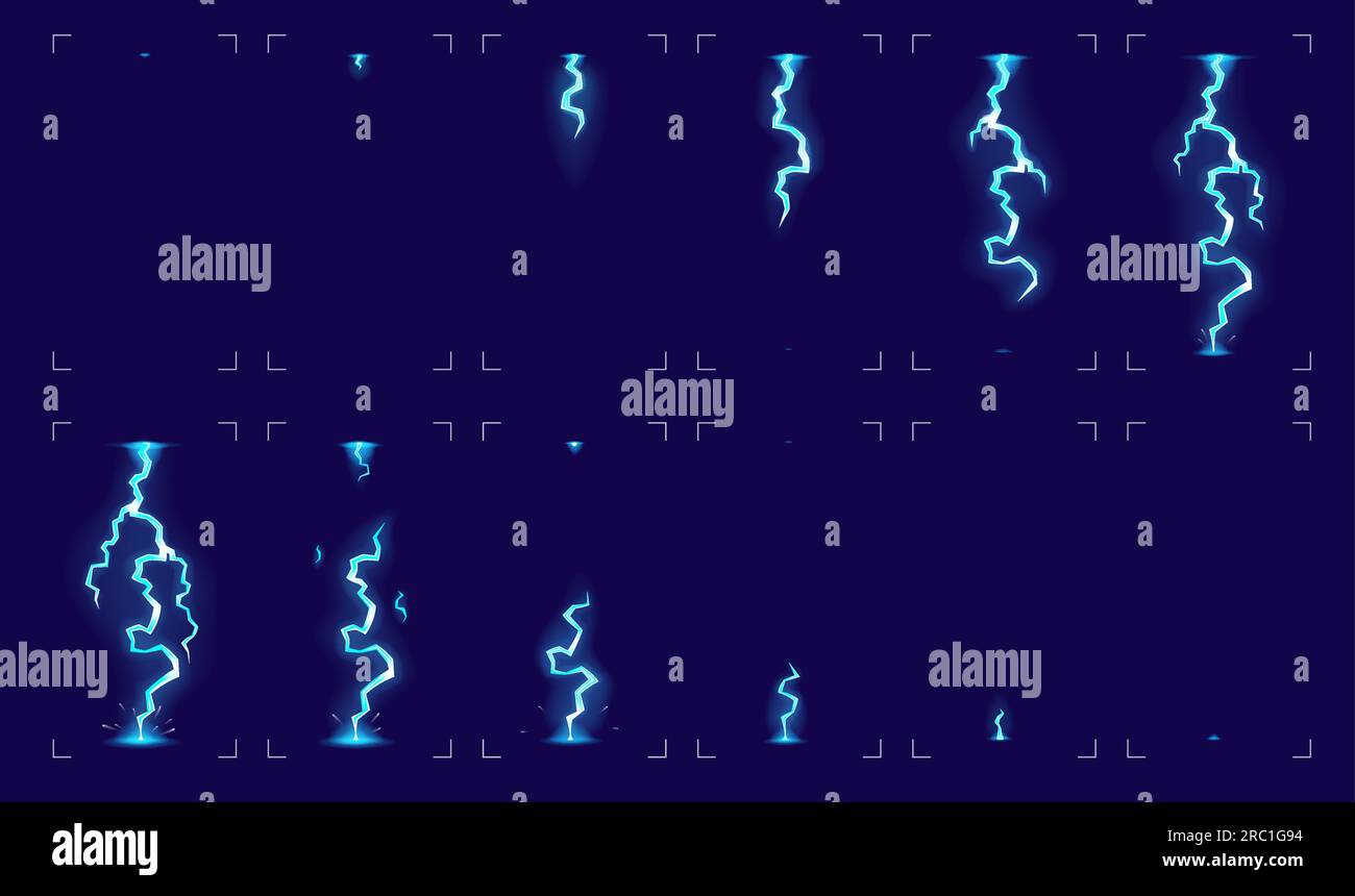 Animation de sprite de foudre de dessin animé, feuille de sprite ...
