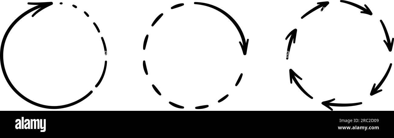 Flèches rondes. Ensemble d'icônes de flèche de cercle dessinées à la ...