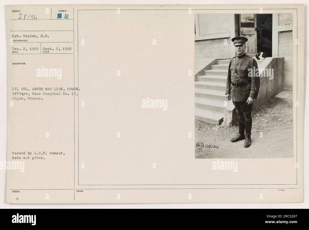 Commandant lieutenant colonel angus mac lean Banque de photographies et ...