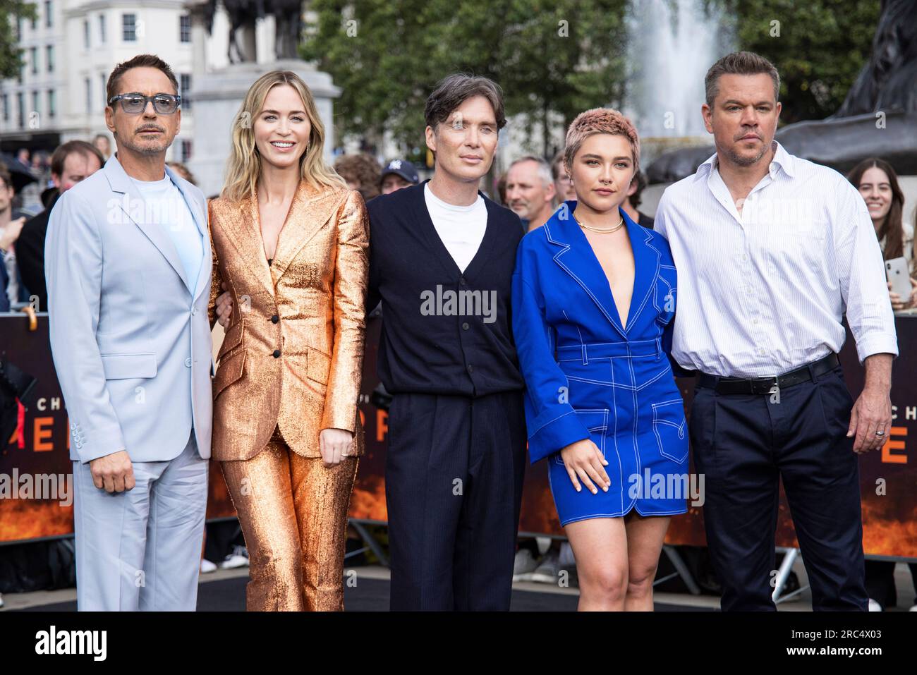 Cillian Murphy, Emily Blunt, Robert Downey Jr., Florence Pugh, and Matt Damon pose for ...