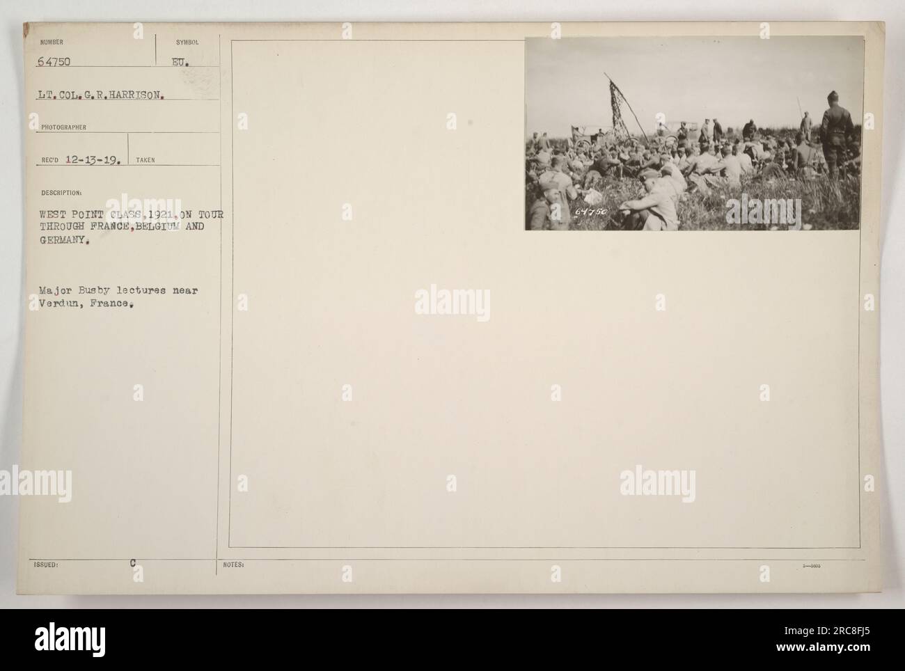 Classe West point, 1921, visite de l'Europe pendant la première Guerre ...