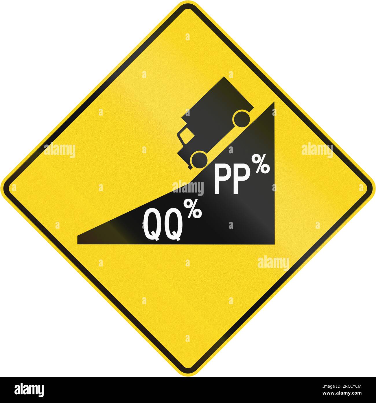 Panneau d'avertissement routier canadien - côte ou pente raide avec ...