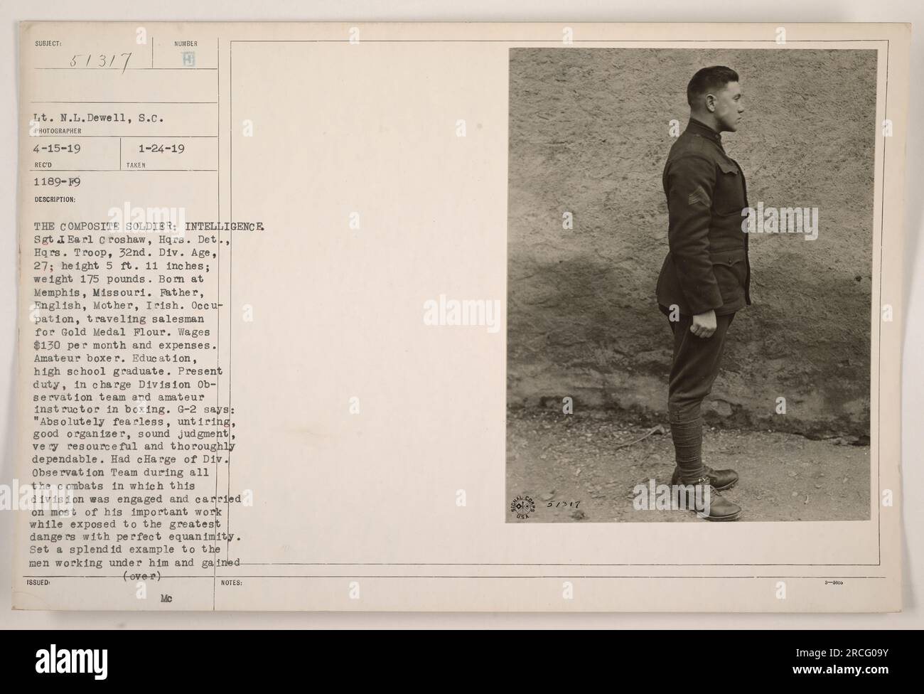 Le sergent Earl Croshaw, un soldat composite connu pour son ...