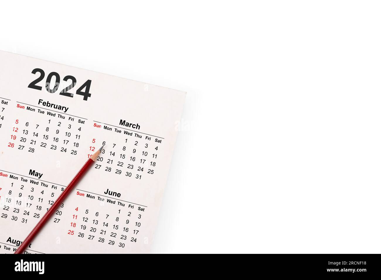 Calendrier de l'année civile 2024 avec note vierge pour la liste des ...