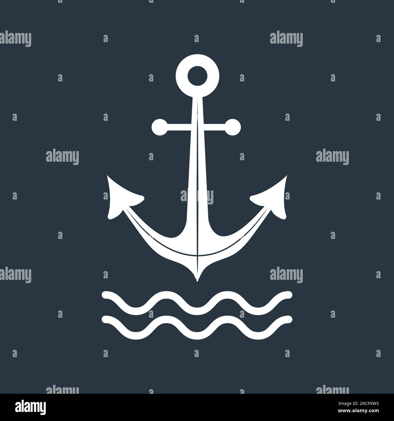 Icône d'ancre isolée sur fond sombre. Logo Marine. Symbole nautique ...