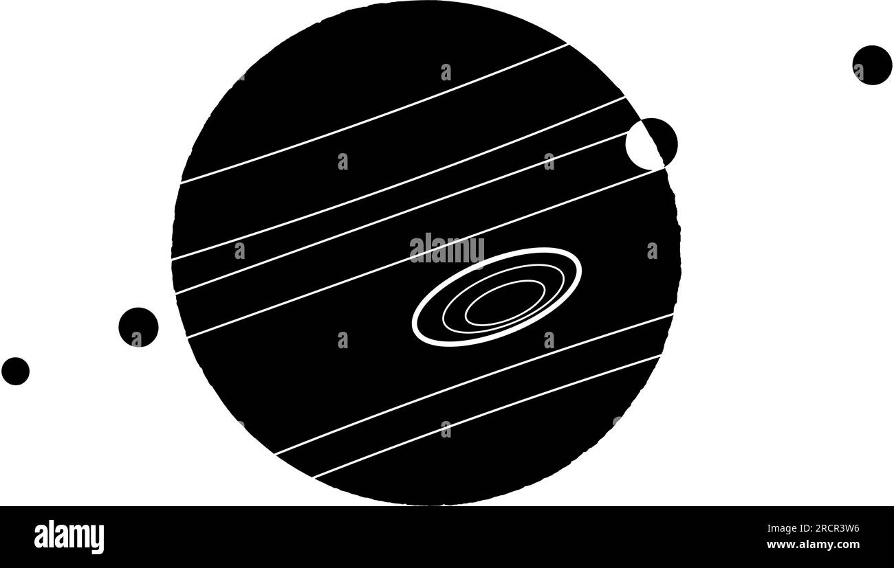 Illustration propre et simple de Jupiter avec 4 lunes. Dessin au trait ...