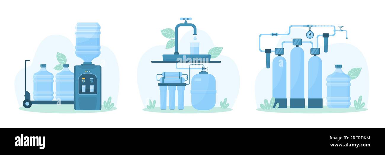 Illustration vectorielle du kit de purification et de distribution de l ...