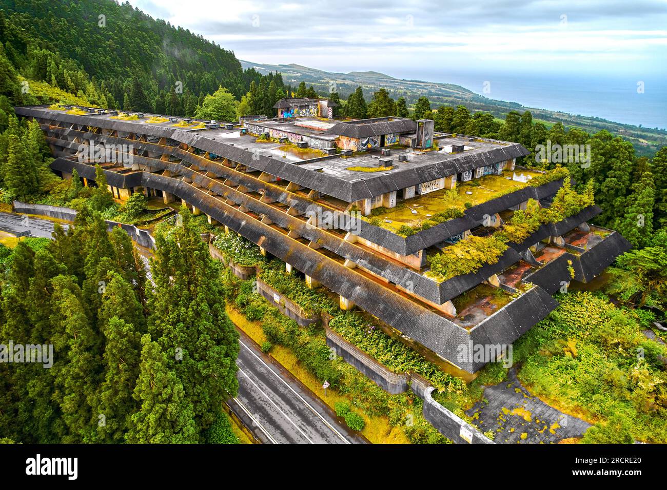 Vue aérienne paradis pittoresque de Sete Cidades aux Açores, Sao Miguel ...