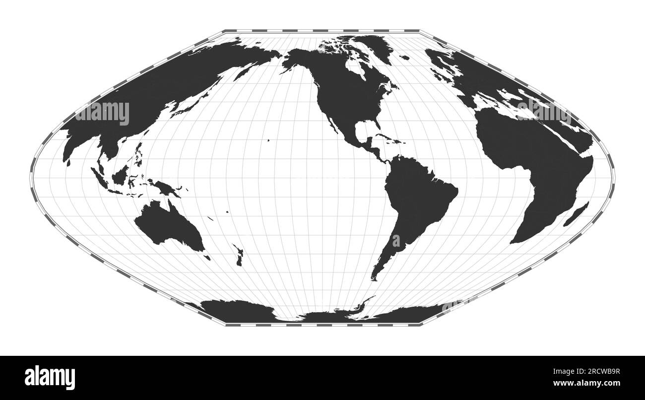 Carte du monde vectorielle. Projection de surface égale sinusoïdale ...