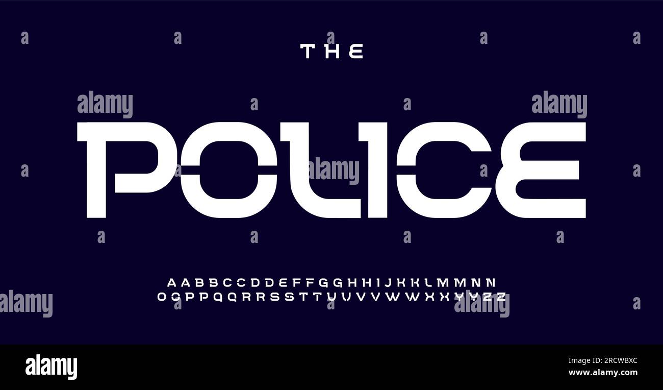L'alphabet stencil incarne la technologie moderne. Lettres serif de ...
