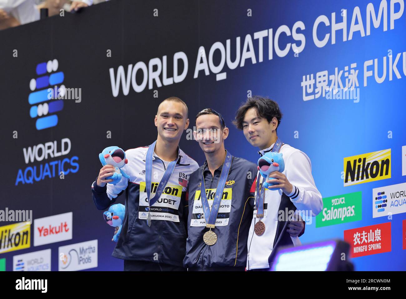 (From left to right) Silver medalist Kenneth Gaudet, of United States ...
