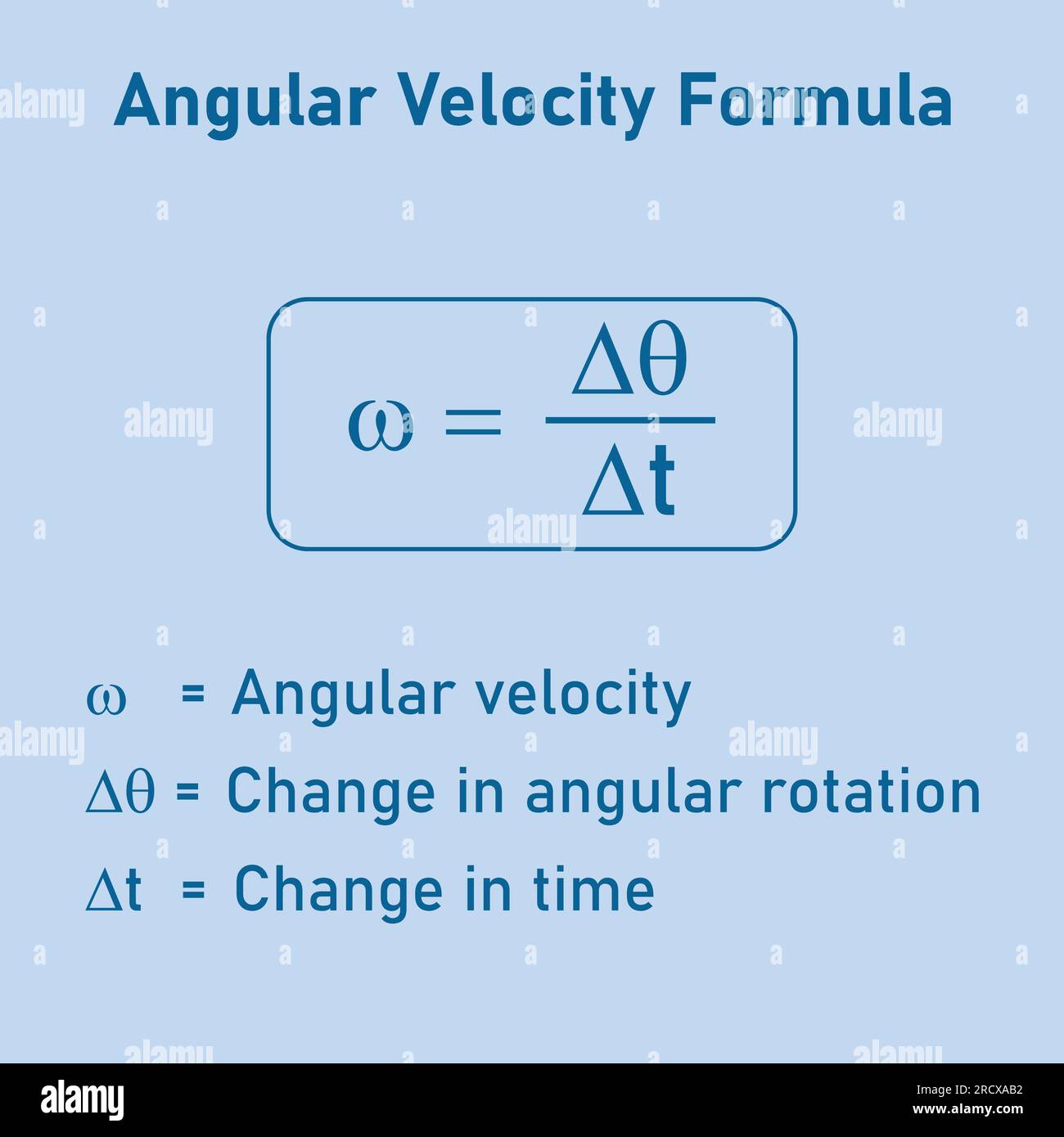 Formule de vitesse angulaire en physique. Illustration vectorielle ...
