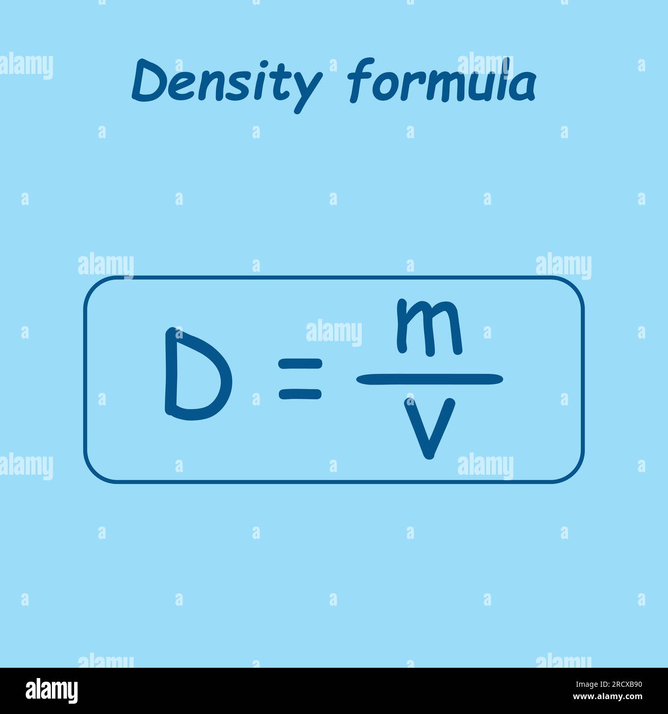 Formule de densité, masse et volume en chimie. Illustration vectorielle ...
