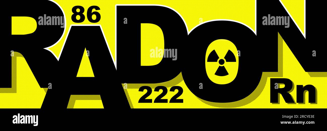 Concept de conception de texte de gaz de radon avec des lettres noires ...